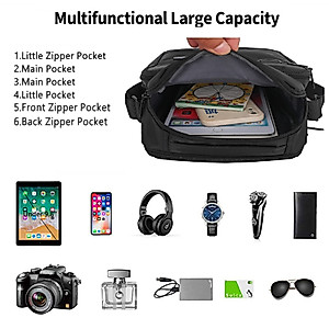 Small Men's Waterproof Messenger Bag - Ideal Crossbody Sling Purse Handbag for Work - Casual Black Shoulder Bag