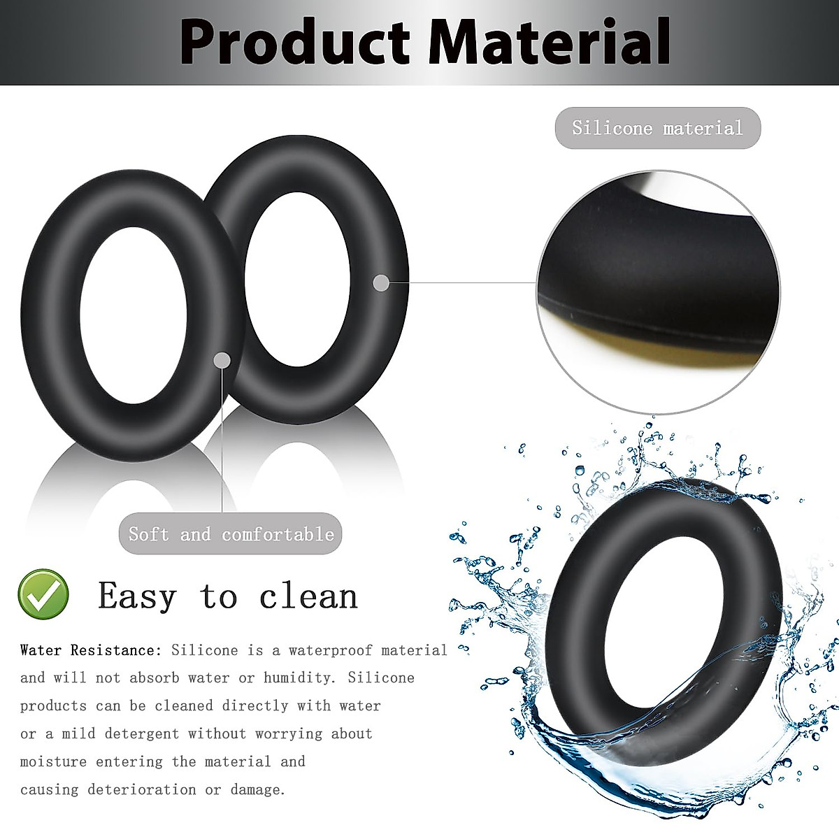 Adhiper Silicone Sweat Covers for Sony 1000XM4 WH-CH720N WH-XB910N ULT WEAR, Also for Bose 700 & QuietComfort Ultra Headphones, Silicone Case Protector Ear Pads Covers Headphone Accessories (Black)