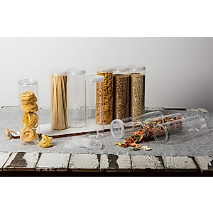 Silicook Clear Plastic Jar, Set of 3-40oz, Round Shaped, Transparent, Food Storage Container, Kitchen & Household Organization for Dry goods, Noodles, Spices and More