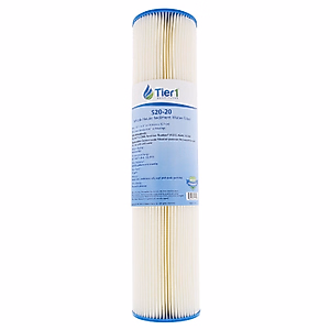 Tier1 20 Micron 20 Inch x 4.5 Inch | Pleated Cellulose Whole House Sediment Water Filter Replacement Cartridge | Compatible with Pentek S1-20BB, 155305-43, W20CLHD20, Home Water Filter