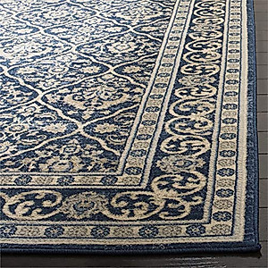 SAFAVIEH Brentwood Collection 5'3" x 7'6" Navy / Light Grey BNT870M Oriental Damask Trellis Non-Shedding Living Room Bedroom Dining Home Office Area Rug
