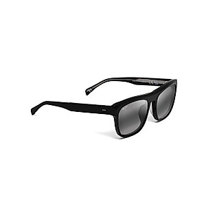 Maui Jim Men's and Women's S-Turns Polarized Rectangular Sunglasses, Black w/Crystal Interior/Neutral Grey, Small