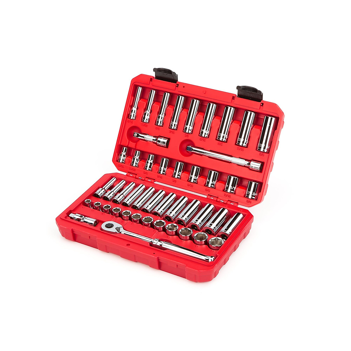 TEKTON 3/8 Inch Drive 6-Point Socket and Ratchet Set, 46-Piece (5/16-3/4 in., 8-19 mm) | SKT15301