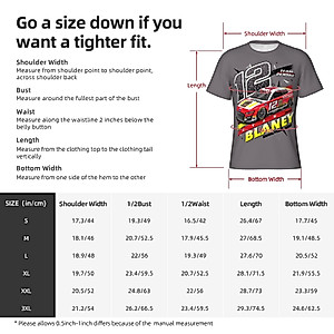 Ryan Blaney 12 Men's T-Shirt Crewneck T-Shirt Tight Sport Short Sleeve Classic Printing Performance