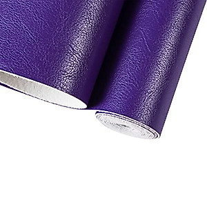 Faux Leather Sheets Rolls Solid Color 12"X53" Large Size,Natural Textured Smooth Surface PU Synthetic for Leather Earrings, Hair Bows, Sewing and Different DIY Projects (Purple)