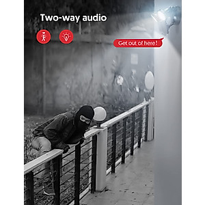 ZJX 24/7 Recording Floodlight Camera Plus, 2500 Lumens Outdoor Security Cam with IP65 Weatherproof, Motion Detection and Motion-Activated (Black)