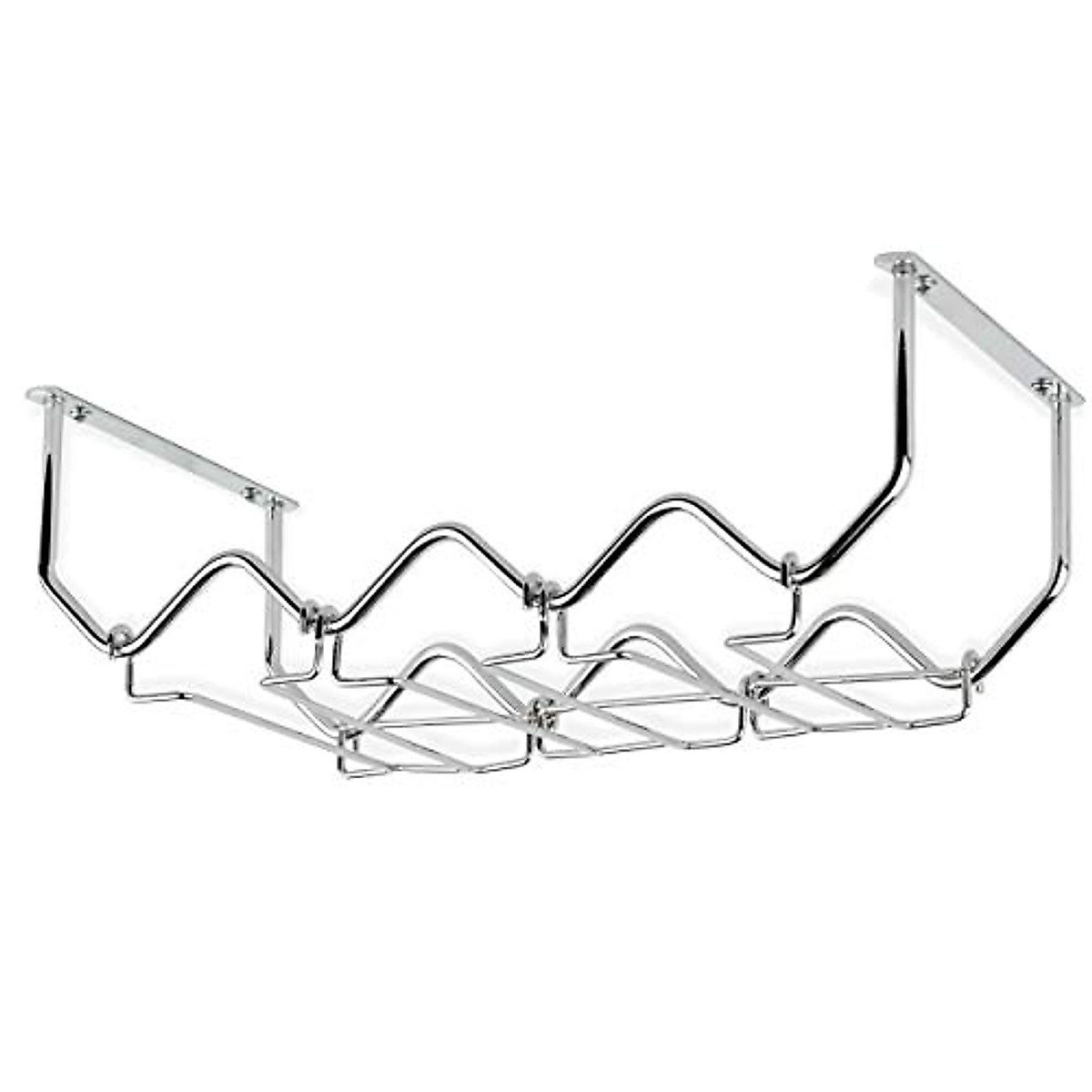 Wallniture Piccola Under Cabinet Wine Rack & Glasses Holder Kitchen Organization with 4 Bottle Organizer Metal Chrome