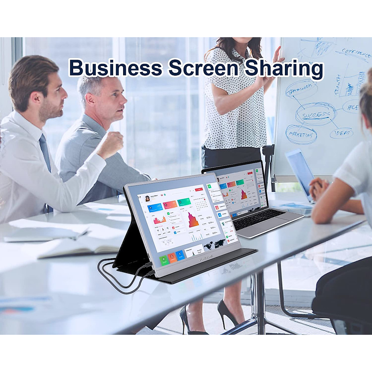 PONKLOIE 15.6" FHD 1080P Portable Gaming/Office Monitor, 178 Viewing Angle, 1.8 lbs, USB-C/HDMI, Freesync, Wall Mountable, Black