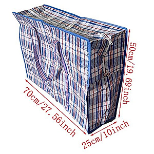 SQXBK 80L Extra Large Storage Bag 70 x 50 x 25cm / 28 x 20 x 10inch Blue Checkered Water Resistant Organizer Bag Moving Bag Carrying Tote with Zipper and Carrying Handle for Clothes Bedding Comforter, Pillow