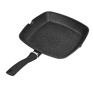 Nonstick Grill Pan,Square Griddle Pan,Aluminum Skillet Steak Bacon Pans with Detachable Handle for Restaurant Indoor Outdoor Barbecue Frying Sauteing Black