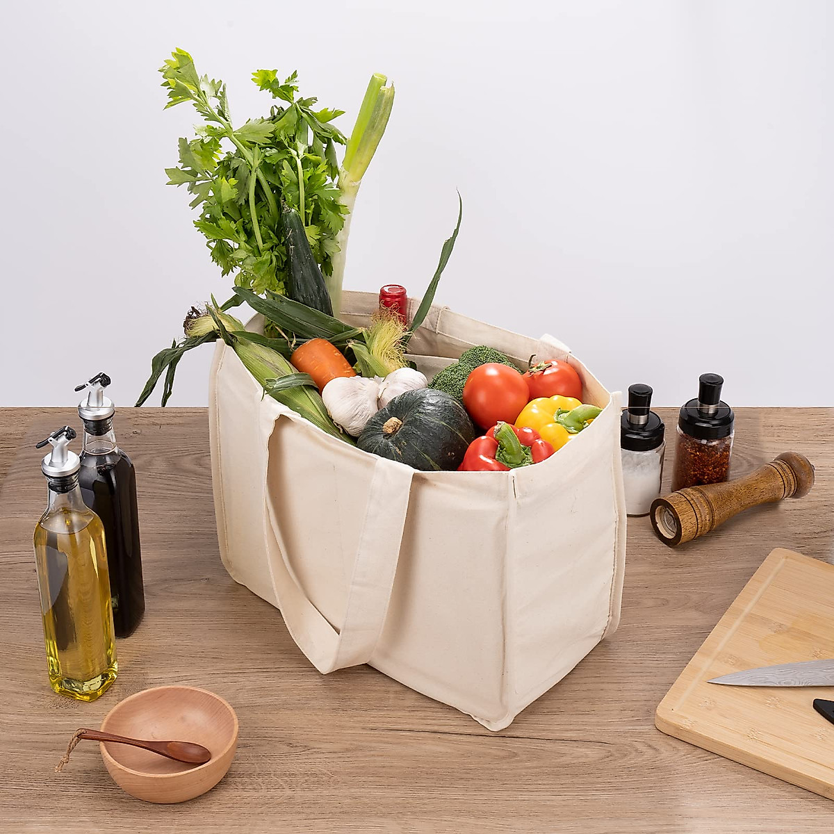 Rae&Kae Canvas Grocery Shopping Bags | Eco-friendly Canvas Grocery Shopping Bags With Handles | Cloth Grocery Tote Bags (1)