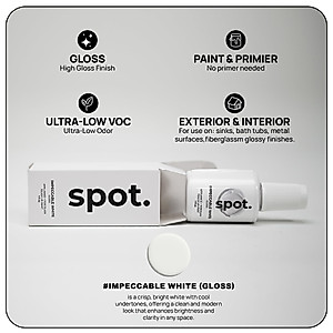 spot. Touch Up Paint for Appliance, Porcelain, Sinks, Bathtubs, Appliances, Metal Surfaces, Tiles, Ceramics, and Fiberglass, White Gloss, 1 Fl Oz