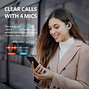 EarFun Wireless Earbuds Active Noise Cancelling Free Pro Bluetooth 5.2 Earbuds, in-Ear Headphones with 4 Mics, Clear Sound Deep Bass Earphones, Lightweight Fit, Low Latency, IPX5 Waterproof, 32Hrs