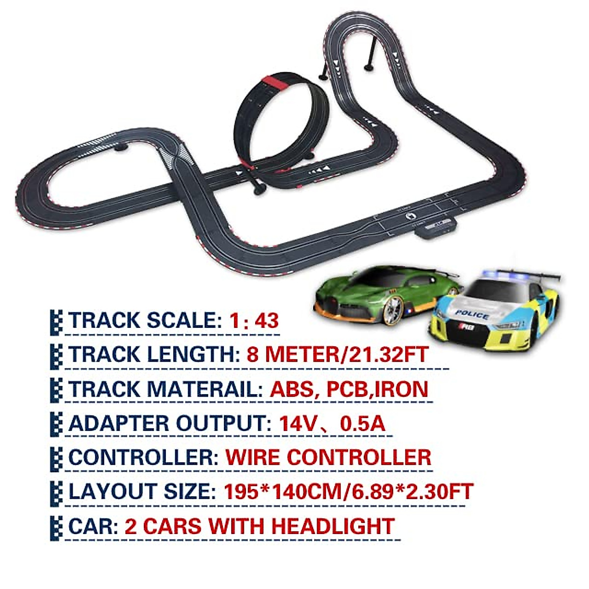 AGM MASTECH Slot car Set with Racing Assistant APP No.ASR-02 1:43 Scale