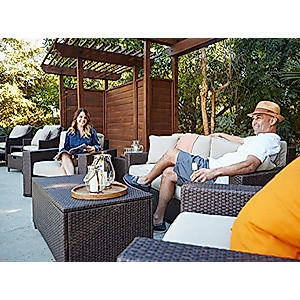 Serta Laguna Resin Outdoor Patio Furniture Collection, Sofa, Brown Wicker