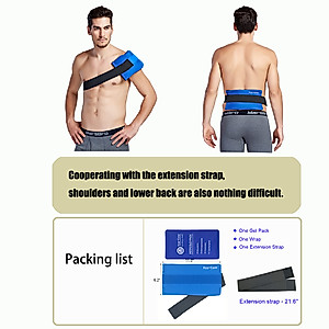Koo-Care Flexible Gel Ice Pack & Wrap with Elastic Strap for Hot Cold Therapy - Great for Sprains, Muscle Pain, Bruises, Injuries, Etc. (Neck, Arm, Elbow, Waist, Knee, Ankle)(Medium)