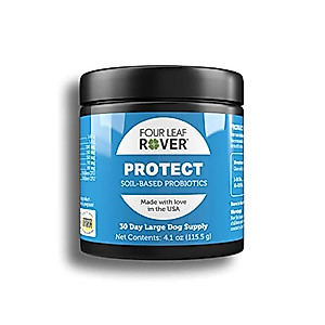 Four Leaf Rover Protect - Soil-Based Probiotics for Dogs with Food-Based Prebiotics for Gut Health and Immune Support - 12 to 60 Day Supply, Depending on Dog’s Weight - Vet Formulated