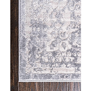 Unique Loom Aberdeen Collection Area Rug - Derbyshire (5' 1" x 8' Rectangle, Gray/ Navy Blue)