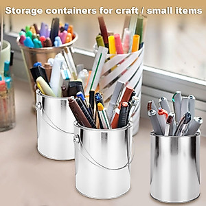 Acrux7 4 Pack Empty Paint Cans with Lids, 1 Gallon Paint Can with Lids & Handles (2) + 2 Quart Paint Can with Lids (2), Metal Unlined Paint Bucket, Paint Pails Containers for Painting, DIY Crafts