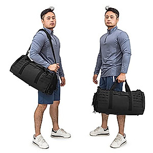 QT&QY 40L Military Tactical Duffle Bag For Men Sport Gym Fitness Tote Travel Training Workout With Shoe Compartment Basketball Football Weekender