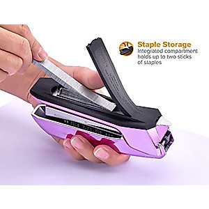 Bostitch Office Ascend 3 in 1 Stapler, Integrated Remover, 420 Staples Included, 20 Sheet Capacity, Lightweight, Full Strip, Metallic Purple