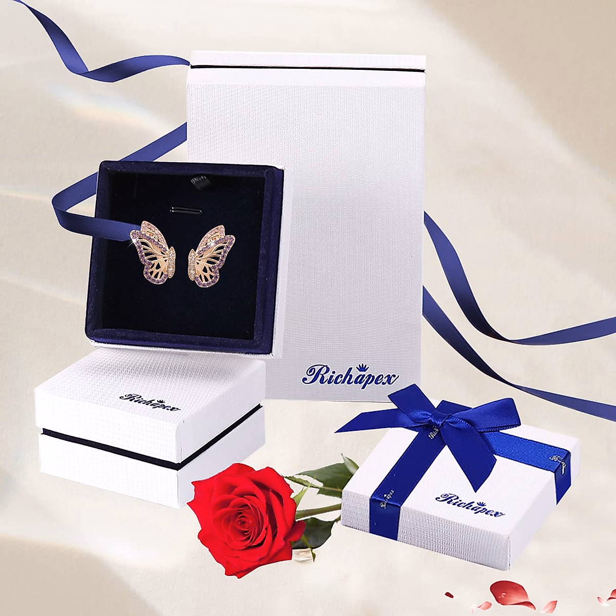 Gold Earrings for Women Trendy, Butterfly Earrings for Women Gold Hoop Earrings Gold Butterfly Earrings Hypoallergenic Stud