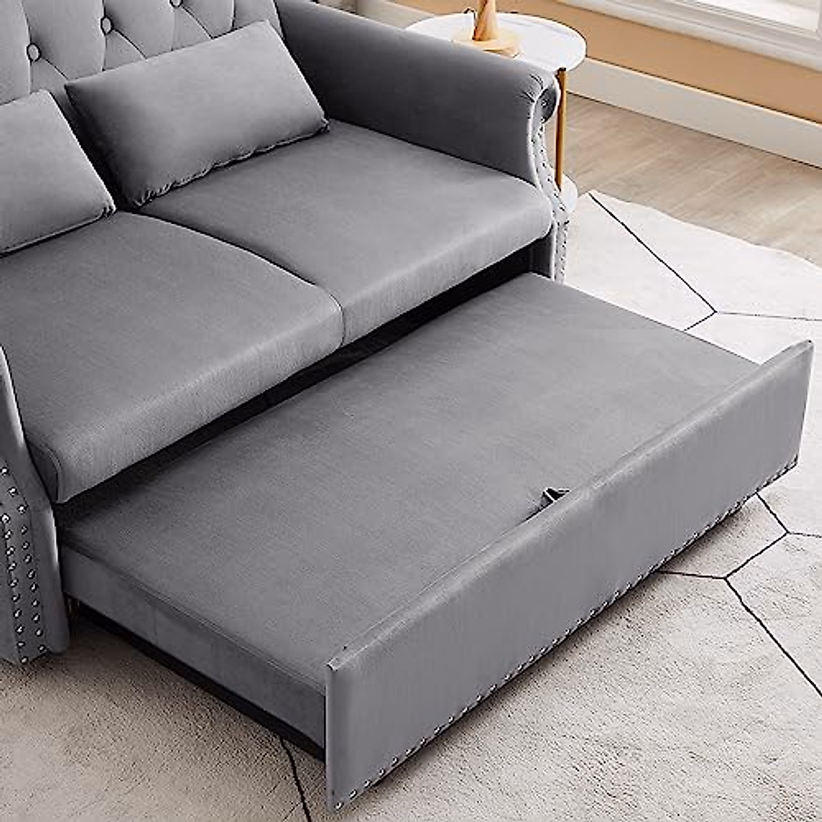 ERYE 3-in-1 Upholstered Futon Sofa Loveseat Convertible Sleeper Couch Bed,2-Seaters Sofa & Couch Soft Cushions Love Seat Daybed for Small Space Living Room Sets