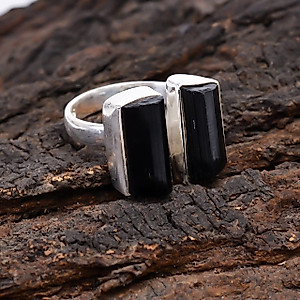 Raw Black Tourmaline Gemstone Twisted October Birthday Stone Rings, 925 Sterling Silver Ring RSR3088 (9)