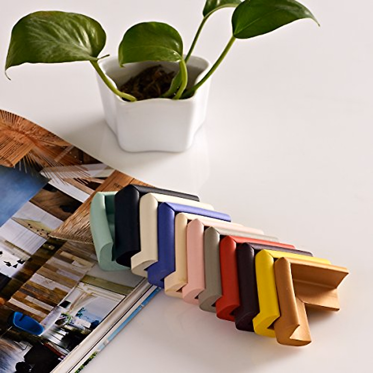 Red Monkey [12Pack] Corner Guards Protector Edge Bumpers Pads for Baby & Kids Pre-Attached 3M Adhesive Taped Easy Peel Off Install & Decorative Sharp Furniture Glass Table Desk (White)