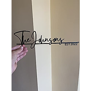 Personalized Family Name Sign, Wedding Metal Last Name Sign, Custom Name Sign, Metal Wall Art Decor, Hanging Plaque, Established Date, Monogram, Est Home Sign, Wedding Gift, Script, Housewarming Sign