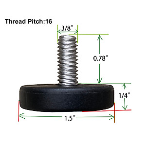 SINGTAN #304 Stainless Steel Furniture Levelers-Pack of 4 | Furniture Feet,Heavy Duty Adjusting Foot Adjustable Furniture Legs | Table Levelers | Chair Levelers,3/8"-16 Threaded Bolt, Thread Pitch:16