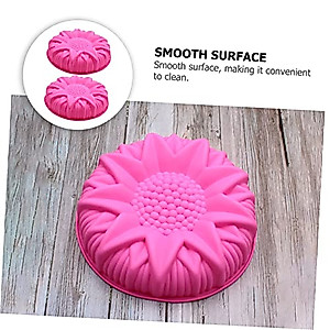 EXQUIMEUBLE 2pcs Sunflower Mold Silicone Cake Molds Silicone Bread Loaf Pan Cake Mould for Round Baking Pan Silicone Candy Mold Round Cake Pan DIY Baking Mold Household Baking Mold Large Rosy