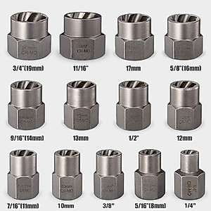 REXBETI Impact Bolt & Nut Remover Set, 13 Pieces Bolt Extractor Tool Set with Solid Storage Case