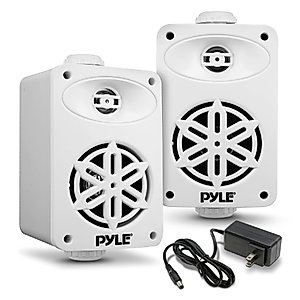 Jovial Bluetooth Indoor Outdoor Speakers Pair-200 Watt Dual Waterproof 3.5” 2-Way Full Range Speaker System w/1/2” High Compliance Polymer Tweeter-Home,Boat,Marine,Deck,Patio,Poolside(White)
