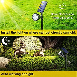 ROSHWEY Solar Spot Lights Outdoor, 600LM Solar Flood Lights Waterproof Solar Spotlight for Driveway Backyard Patio Landscape Deck Garage (Cool White, 2 Pack)