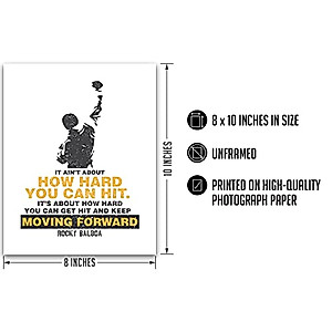 It Ain’t About How Hard You Can Hit - Rocky Balboa Quote - 8x10 Unframed Boxing Wall Decor Art Print On A White Background - Great Inspirational Gift For Boxers And Athletes