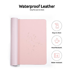 YSAGi Leather Desk Protector, Office Mat, Large Mouse Mat, Non-Slip PU Leather Blotter, Laptop Pad, Waterproof Writing Pad for Office and Home (Light Pink, 23.6" x 13.8")
