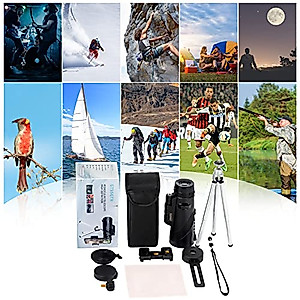 GTSSGTR Monocular Telescope for Smartphone, 12x50 Waterproof, Anti-Fog, Shockproof Night Vision Monocular, with Smart Phone Holder Multi-Function Tripod, for Bird Watching, Camping, Hunting,Hiking