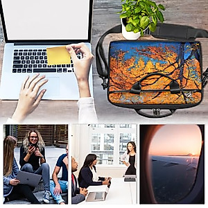 Fall Tree Laptop Computer Bag Waterproof Shoulder Messenger Bag 13-15 inch Durable Laptop Tote Bag with Shoulder Strap Handle Lightweight Crossbody Briefcase
