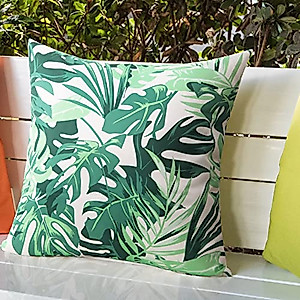 Pack 2 Tropical Outdoor Waterproof Pillow Covers 18x18 inch Patio Furniture Pillows for Couch Tent,Blue