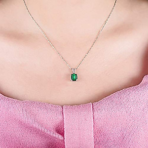 Lanmi 14K White Yellow Rose Gold Natural Emerald Necklace Pendant with Diamonds for Women Valentine's Day Gift
