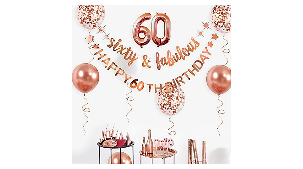 Celebrate 60th with Rose Gold Sixty & Fabulous Decorations