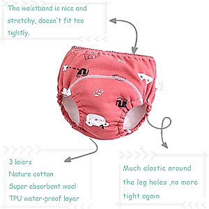 U0U Baby Girls'4 Pack Cotton Training Pants Toddler Potty Training Underwear for Boys and Girls Pink 3T