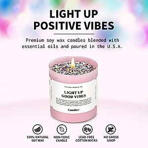 Light Up Good Vibes Candle, Scented Phthalate-Free Soy Candles with 60+ Hours Burn Time, Vegan Cruelty-Free Pink Candle for Any Occasion, Candles for Women & Men - Candier