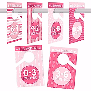 6 Baby Closet Size Dividers Baby Girl - Pink Baby Closet Dividers by Month, Baby Closet Organizer for Nursery Organization, Baby Essentials for Newborn Essentials Baby Girl, Nursery Closet Dividers