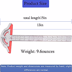 Woodworkers Edge Rule, Marking Tools Angle Measure , 0-70 Degree Stainless Steel Adjustable Protractor Angle Finder Ruler,for Drawing and Carpentry Construction 15inch .