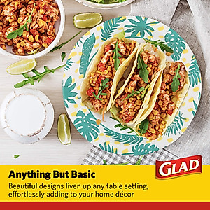 Glad Disposable Paper Plates with Palm Leaves Design, 8.5 Inch Paper Plates | Round Paper Plates for Everyday Use | Cut Proof, Soak Proof Disposable Plates from Glad, 50 Count