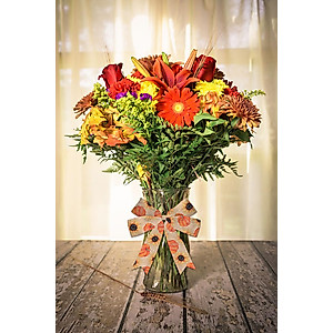 ALIBBON 2 Rolls 2.5" × 5 Yd Fall Wired Ribbon Thanksgiving Burlap Ribbons Flower Pumpkin Ribbons Orange Buffalo Plaid Ribbons for Thanksgiving Fall Wreath DIY Crafting Gifts Wrapping Party Decoration