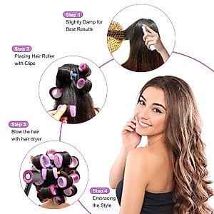 Jumbo Hair Rollers by Larvishe - Self Grip Hair Curlers Set for Long Hairs Including Jumbo, Large and Medium Hair Rollers - Ideal for Salon Dressing, 28 Piece Set