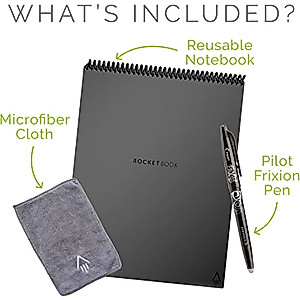 Rocketbook Flip - with 1 Pilot Frixion Pen & 1 Microfiber Cloth Included - Gray Cover, Letter Size (8.5" x 11")